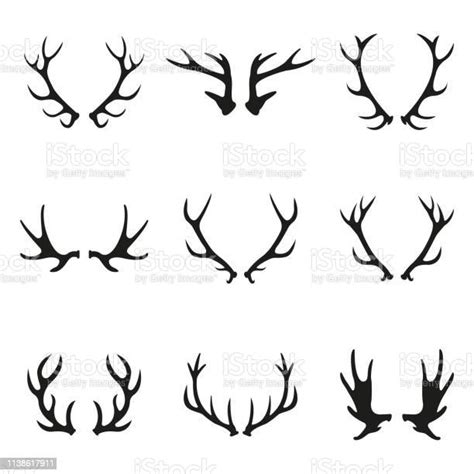 사슴 뿔 아이콘 세트입니다 뿔 아이콘 컬렉션 흰색 배경에 고립입니다 벡터 일러스트입니다 무스 사슴과에 대한 스톡 벡터 아트 및 기타 이미지 Istock