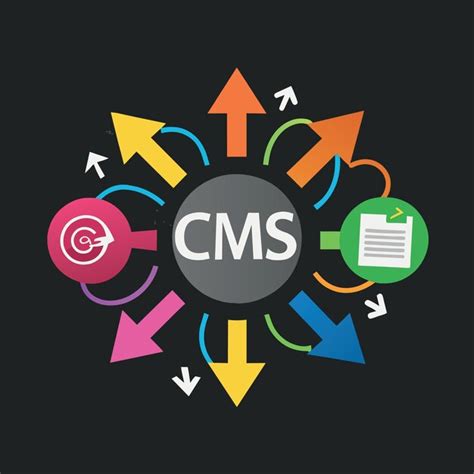 Cms Content Management System Concept Multi Color Arrows Pointing To