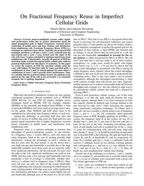 Pdf On Fractional Frequency Reuse In Imperfect Cellular Grids