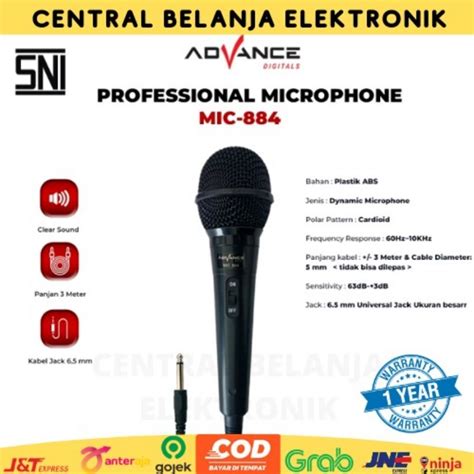 Jual MIC SINGLE KABEL MIC PROFESSIONAL SUARA JERNIH DYNAMIC MICROPHONE MIC 884 885 ADVANCE