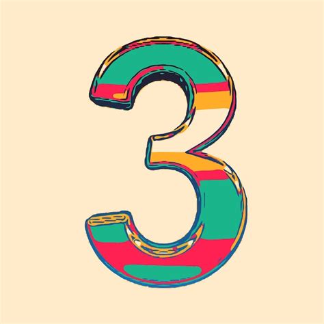 Chiffre Trois 3 Illustration Colorée Colorée Photo Premium