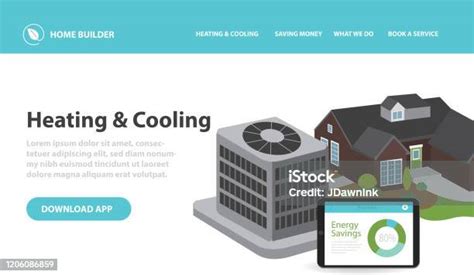 홈 효율 스마트 홈 냉각 웹 페이지 템플릿 3d 홈 에어컨 에너지 절약 및 홈 태블릿 홈오토메이션에 대한 스톡 벡터 아트 및 기타 이미지 홈오토메이션 컴퓨터 그래픽