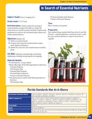 Fillable Online In Search Of Essential Nutrients Grades Fax Email Print PdfFiller