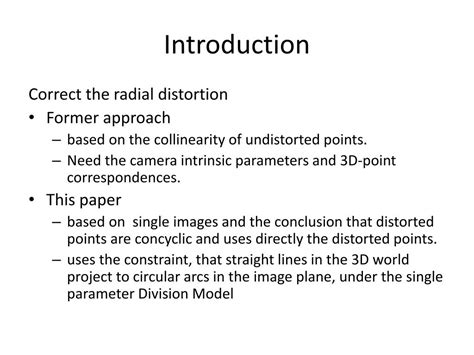 Ppt A Simple Method Of Radial Distortion Correction With Centre Of