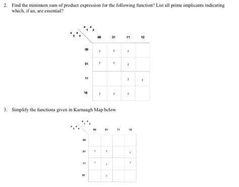 solved 2 find the minimum sum of product expression for the