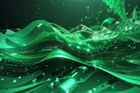 Premium Photo Abstract Green Futuristic Background Technological Wave