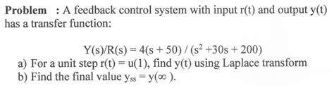 Solved Problem A Feedback Control System With Input R T Chegg Com