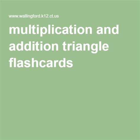 Multiplication And Addition Triangle Flashcards Multiplication And Addition Triangle Flashcards