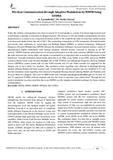 pdf wireless communication through adaptive modulation by mhpm using