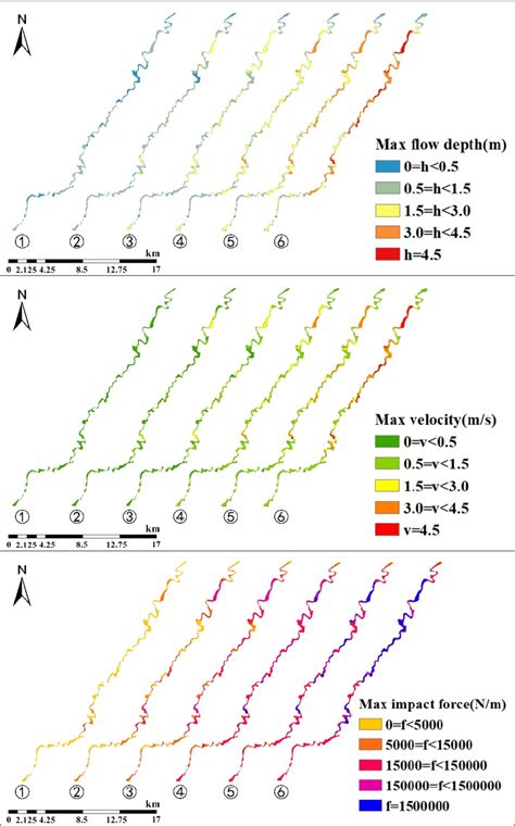 Simulation Of No 20120806 Flood And Designed Floods 1 6 Indicate