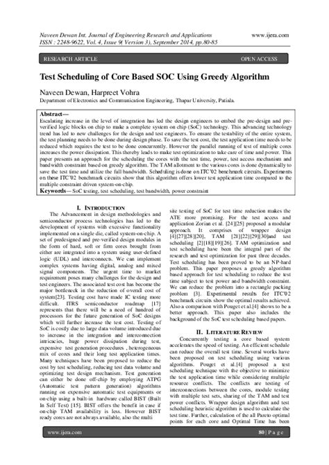 Pdf Test Scheduling Of Core Based Soc Using Greedy Algorithm