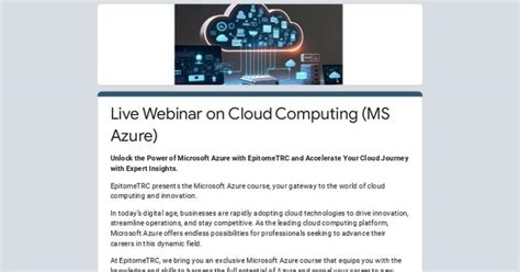 Arjun Raj On Linkedin Live Webinar On Cloud Computing Ms Azure