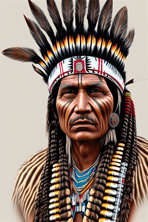 Indian Chief Apache Hyper Realistic And Intricate Detail Creative Fabrica