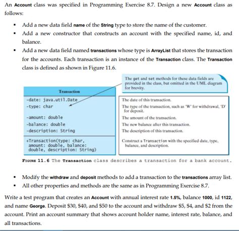 Solved An Account Class Was Specified In Programming