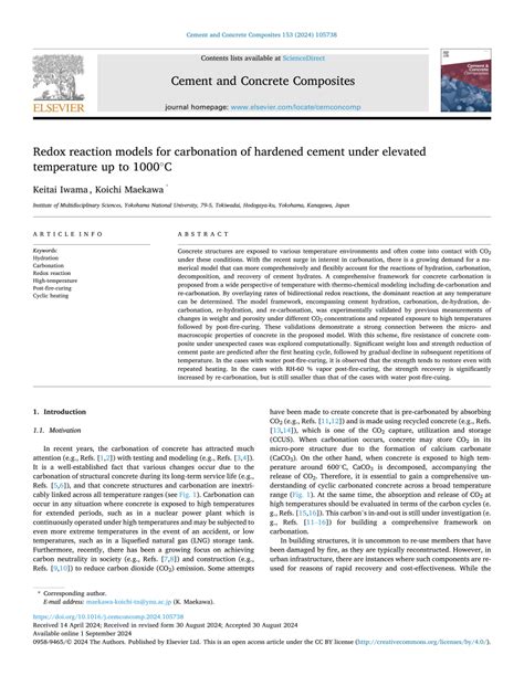 Pdf Redox Reaction Models For Carbonation Of Hardened Cement Under Elevated Temperature Up To