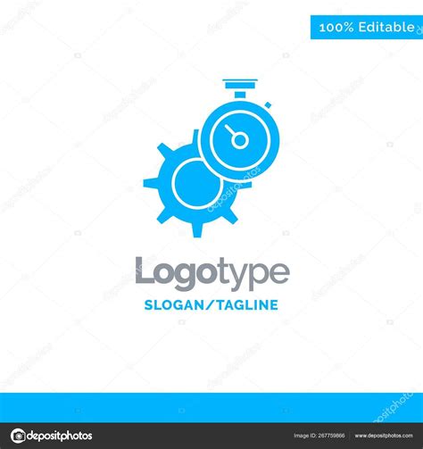 Timer Time Gear Setting Watch Blue Solid Logo Template Plac Stock
