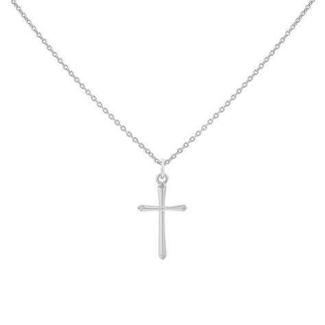 Primrose Sterling Silver Polished Cross Pendant Necklace