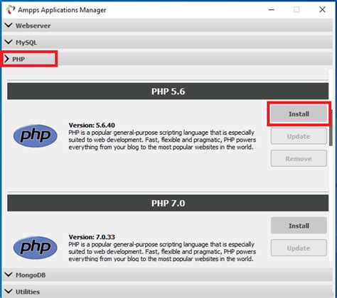 how to install php 5 6 ampps