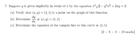 Solved Suppose Y Is Given Implicitly In Terms Of X By Chegg