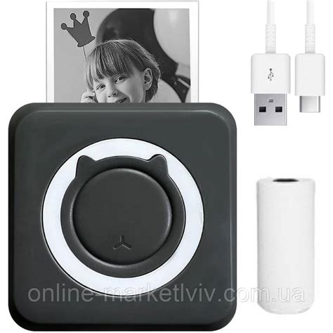 Купить Портативный мини принтер рулон термобумаги Черный Карманный термопринтер с Bluetooth