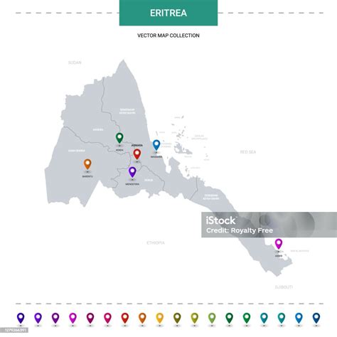 Eritrea Map With Location Pointer Marks Infographic Vector Template