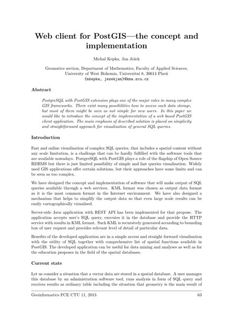 Pdf Web Client For Postgis—the Concept And Implementation