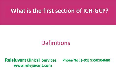 What Is The First Section Of ICH GCP Relejuvant Clinical Services