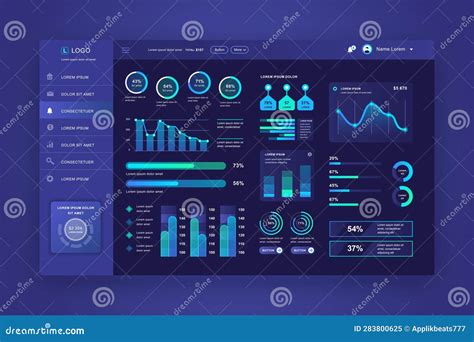 Dashboard UI Admin Panel Vector Design Template With Infographic