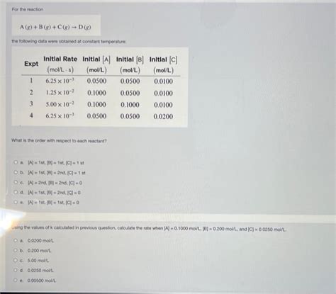 using the values of k calculated in previous