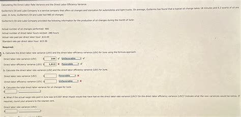 Solved Calculating The Direct Labor Rate Variance And The