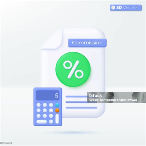 커미션 문서 및 계산기 아이콘 기호 수익 예측 디지털 회계 예산 예측 회계 보고서 개념 3d 벡터 격리 그림 디자인입니다 만화