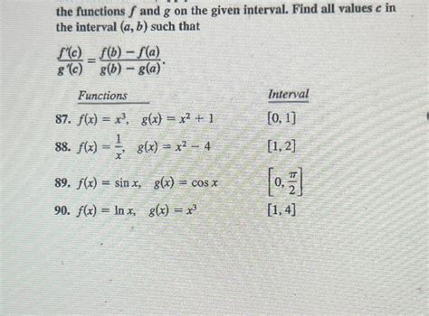 Solved the functions f ﻿and g ﻿on the given interval. Find | Chegg.com