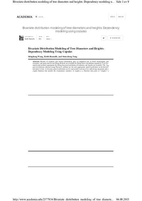 Pdf Bivariate Distribution Modeling Of Tree Diameters And Heights