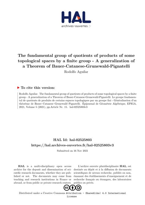 Pdf The Fundamental Group Of Quotients Of Products Of Some