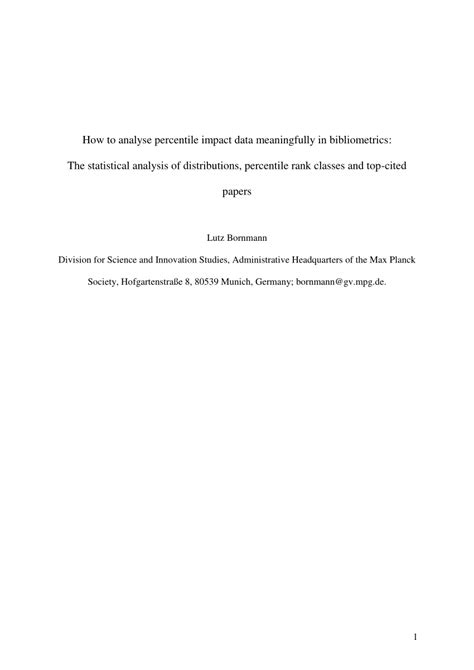 Pdf How To Analyse Percentile Impact Data Meaningfully In