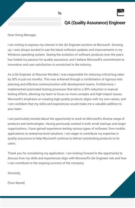 14 Qa Quality Assurance Engineer Cover Letter Examples Plus