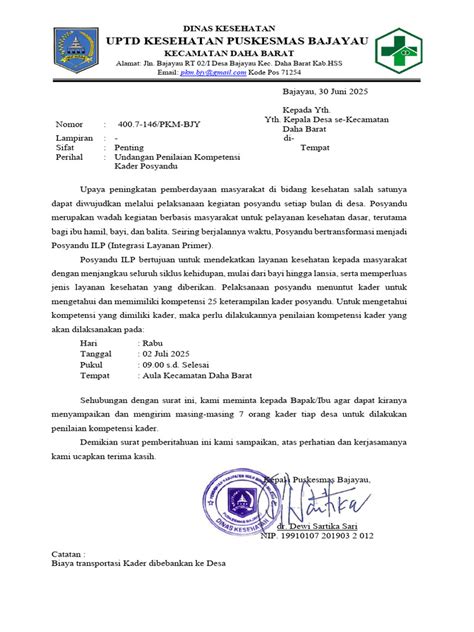 Surat Assment Kader Pdf