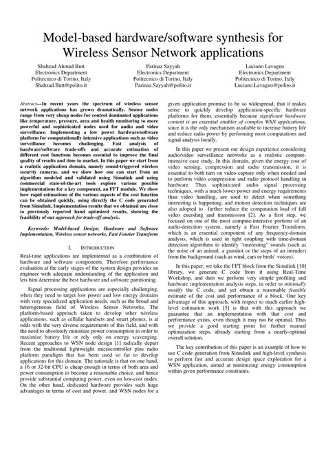 pdf model based hardware software synthesis for wireless sensor