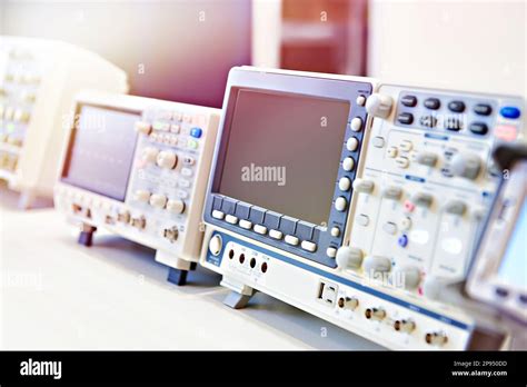 Oscilloscope Spectrum Analyzer In Store Exhibition Stock Photo Alamy