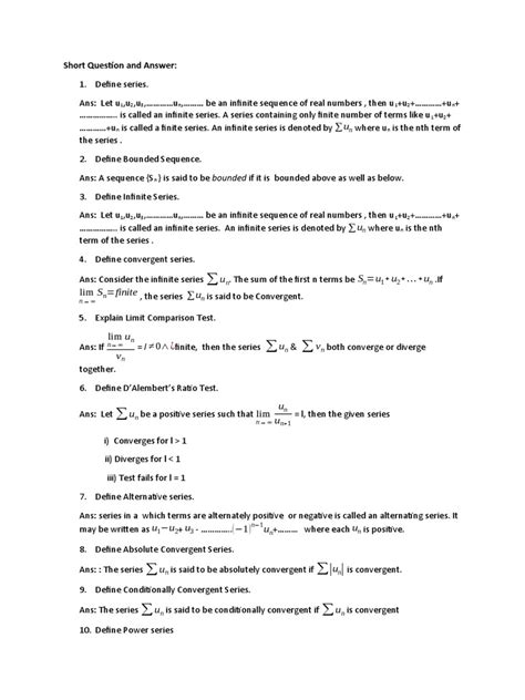 Concise Format Of Unit Iii Download Free Pdf Series Mathematics Sequence