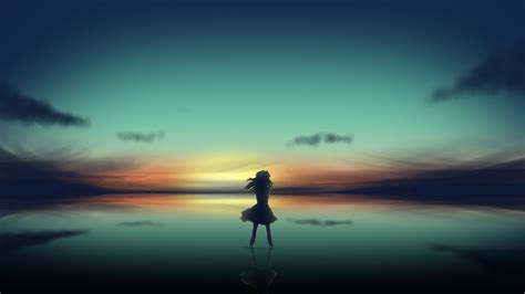 Anime Girl In Clear Sunset Wallpaper Hd Anime 4k Wallpapers Images