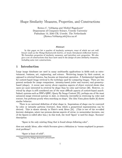 Pdf Shape Similarity Measures Properties And Constructions