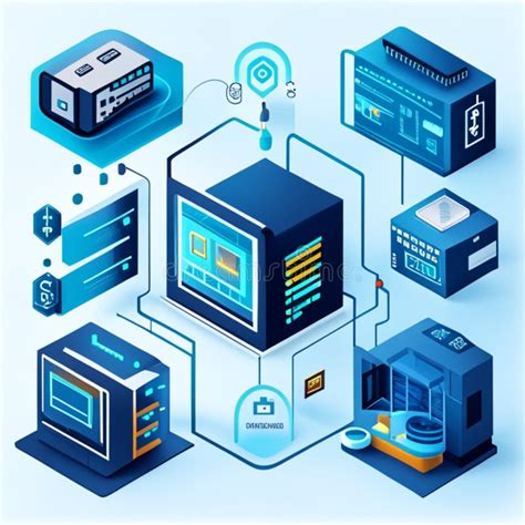 Isometric Data Center Concept Vector Illustration In A Flat Style Stock Illustration