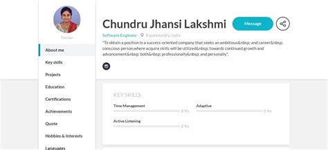 Chundru Jhansi Lakshmi Online Resume Craftmycv