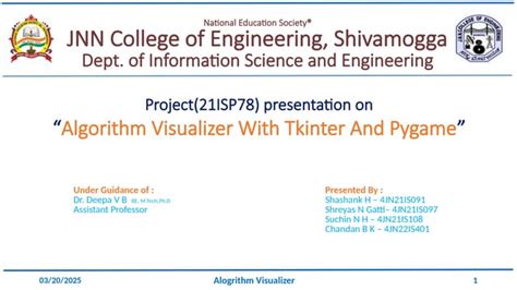 Algorithm Visualization Using Pygame And Tkinter Ppt
