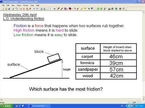 Mr Howe S Class Science Investigating Friction