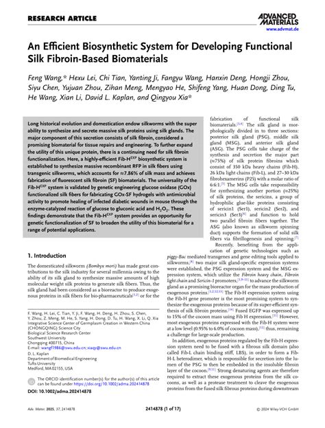 An Efficient Biosynthetic System For Developing Functional Silk Fibroin‐based Biomaterials
