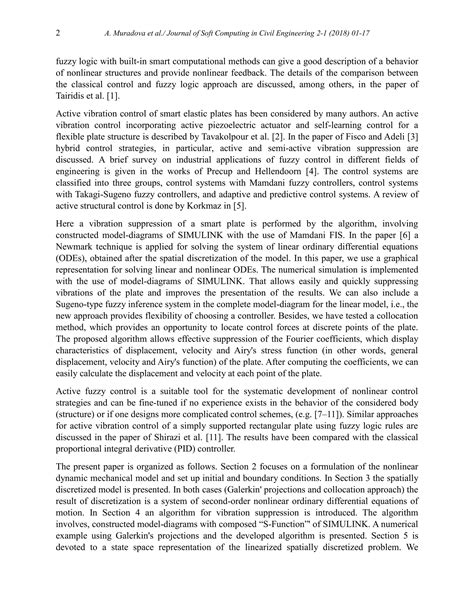 Fuzzy Vibration Suppression Of A Smart Elastic Plate Using Graphical Computing Environment Pdf