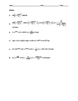 Algebra Skill Builder Applications Of Exponentials And Logarithms