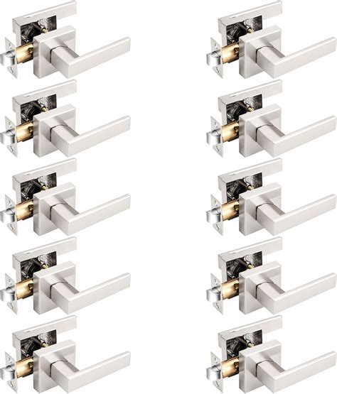 Probrico Passage Closet Door Handles 10 Pack Brushed Nickel Interior